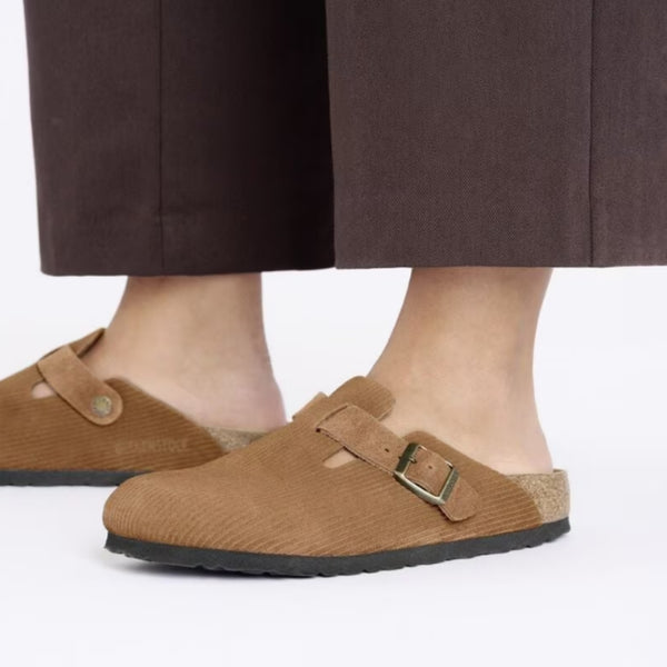 Birkenstock Boston Suede Corduroy Embosssed - Dark Tea